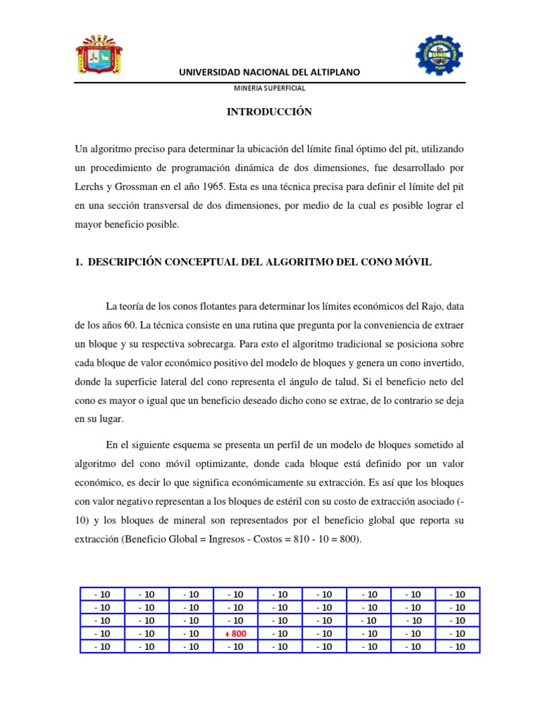 Algoritmos de Optimización en Minería | PDF | Algoritmos | Beneficio (economía)