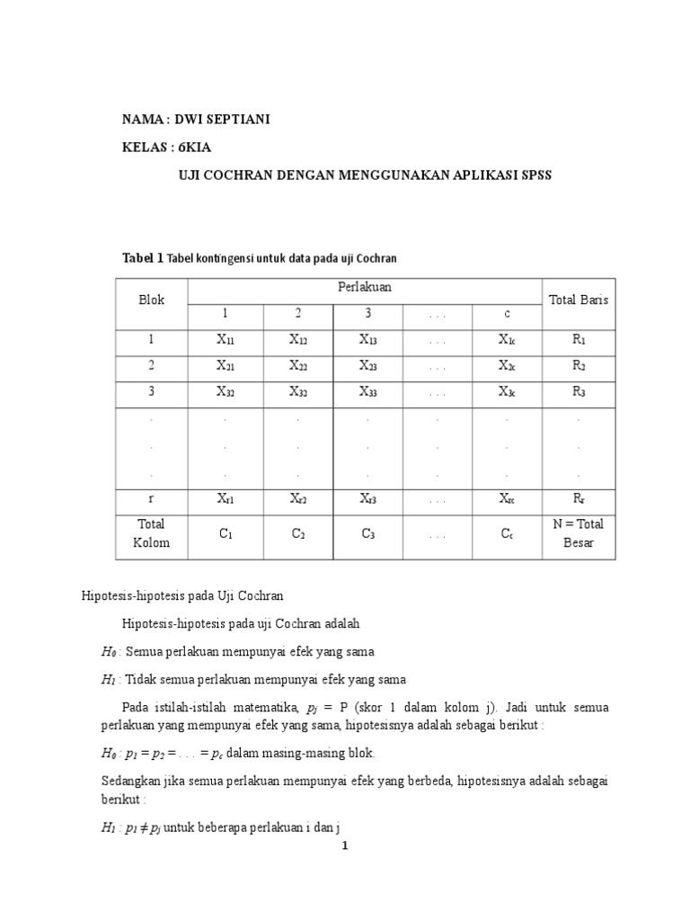 Contoh Soal Uji Cochran SPSS | PDF