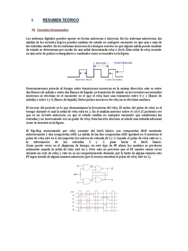 I. Resumen Teórico: A) Circuitos Secuenciales | PDF | Lógica | Diseño electronico