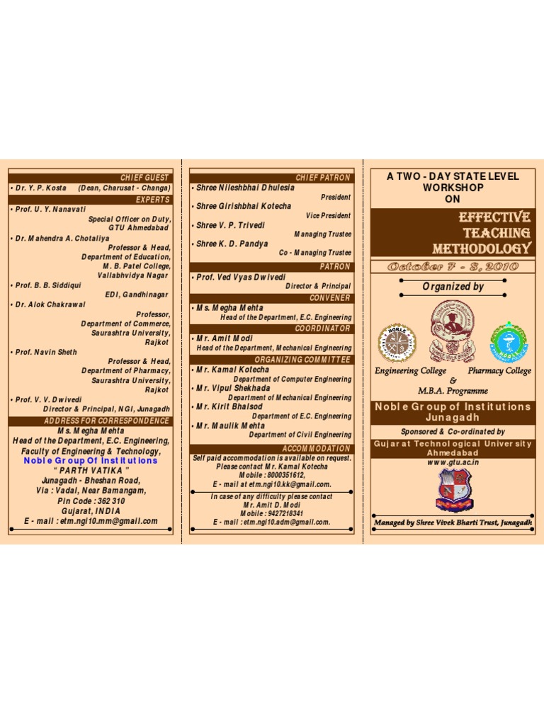 Noble Workshop On Effective Teaching Methodology | PDF | Academic ...