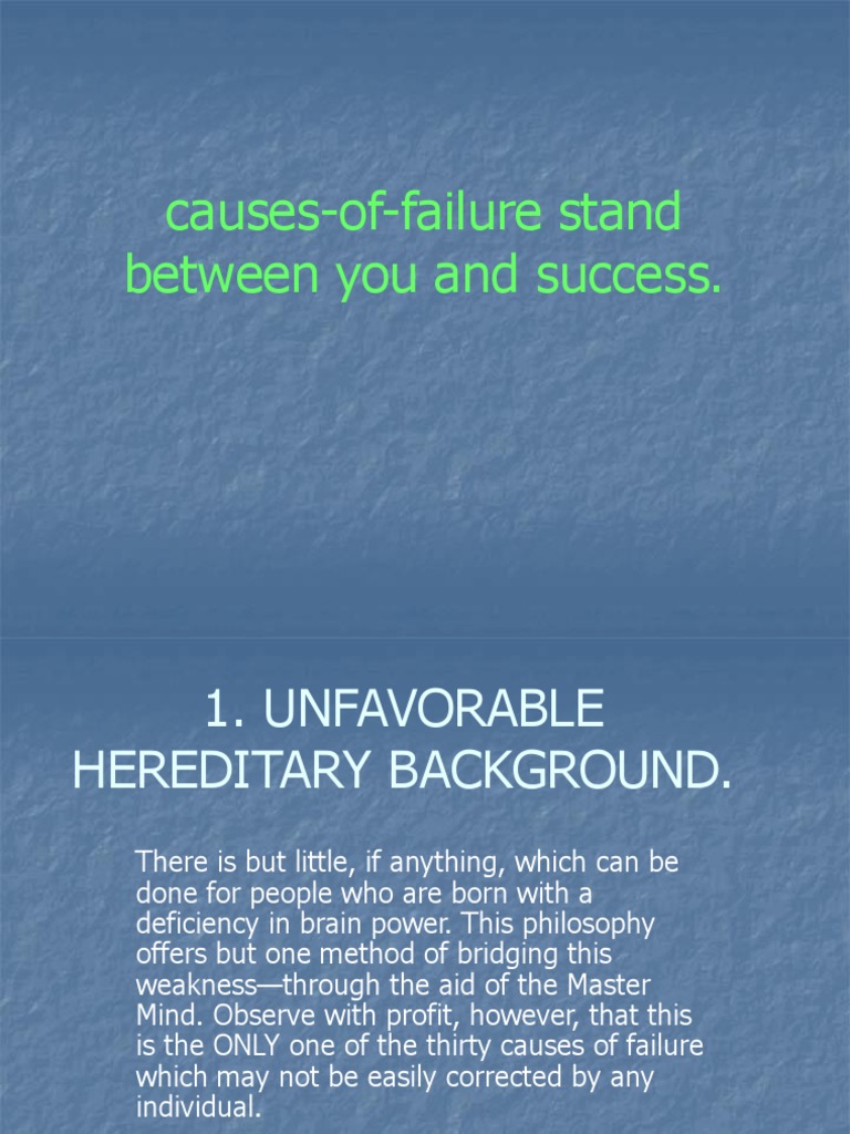 Causes-Of-Failure Stand Between You and Success | PDF | Human ...