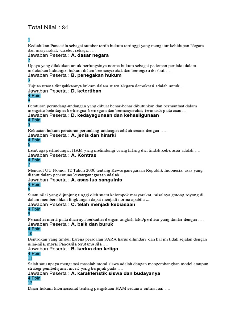 Kuis PKN SD | PDF | Politik