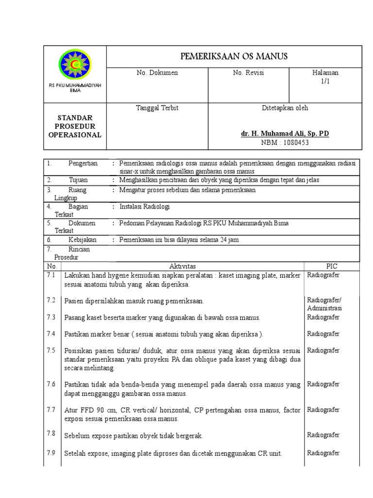 Pemeriksaan Radiologi Ossa Manus | PDF