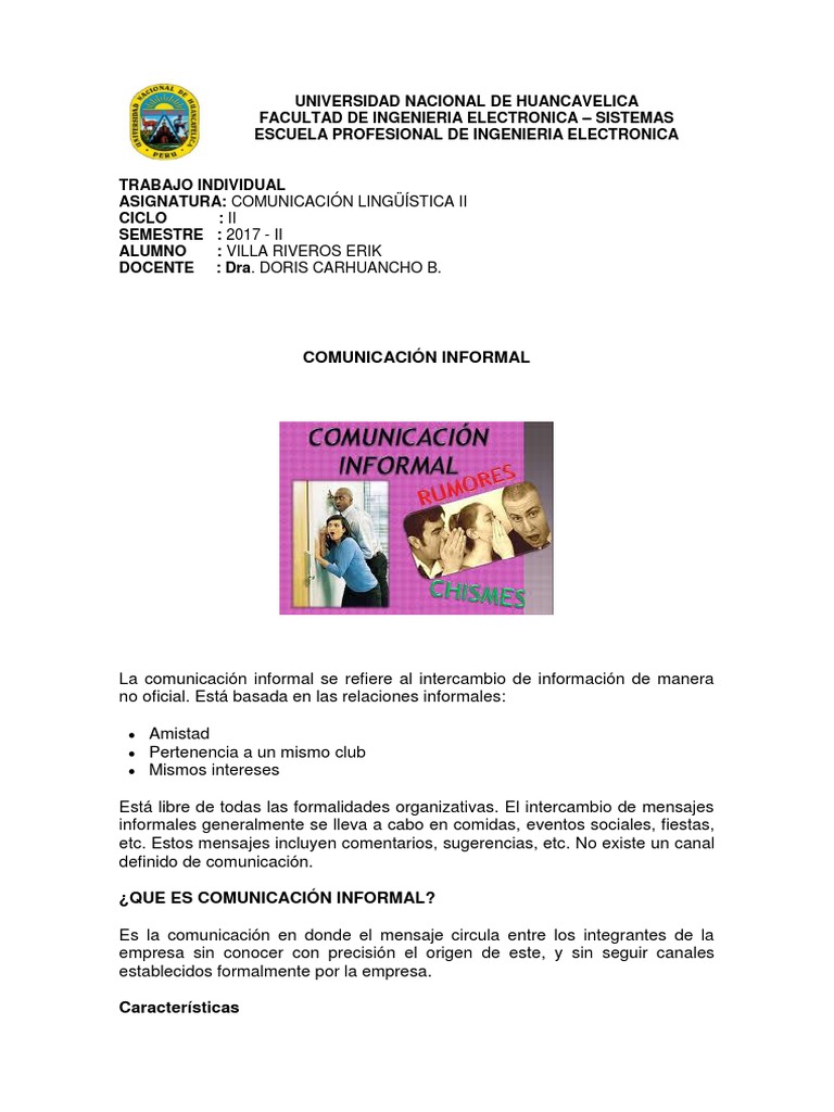 Comunicación Informal | PDF | Comunicación | Red social