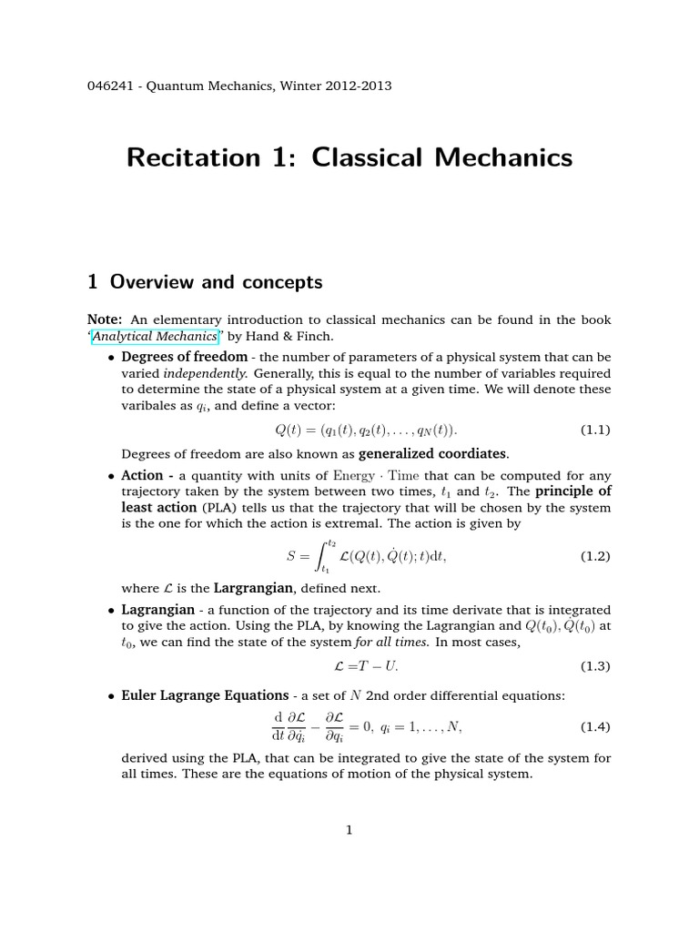 Classical Mechanics | PDF | Lagrangian Mechanics | Hamiltonian Mechanics
