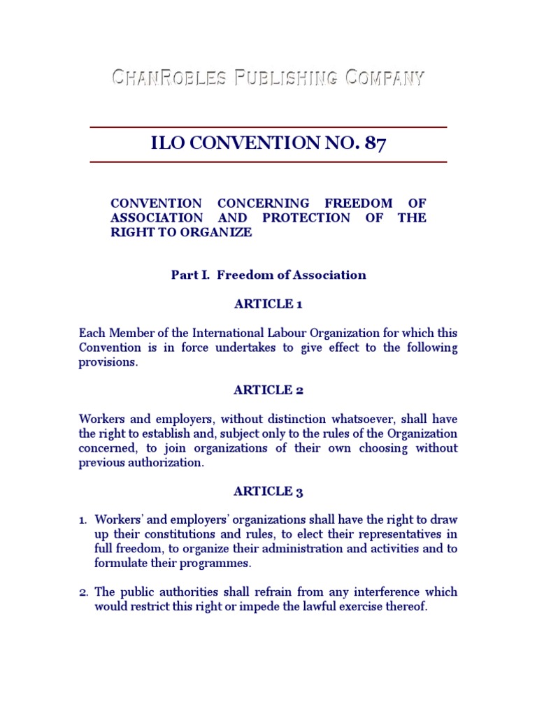 Ilo Convention No. 87 | PDF | Ratification | International Labour ...