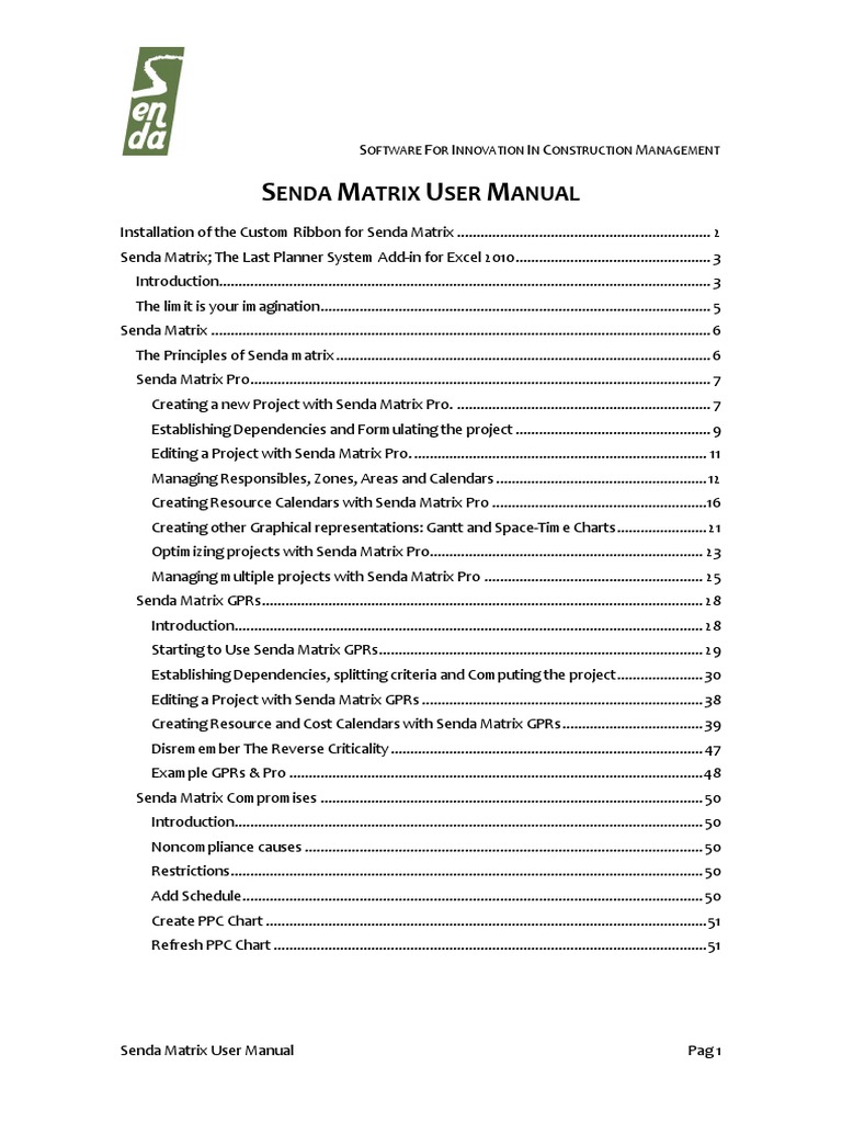 Senda Matrix User Manual PDF | Download Free PDF | Microsoft Excel ...