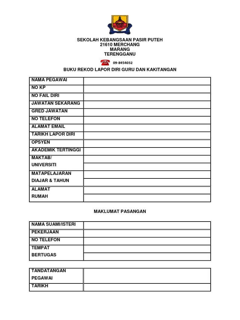 Contoh Rekod Lapor Diri | PDF