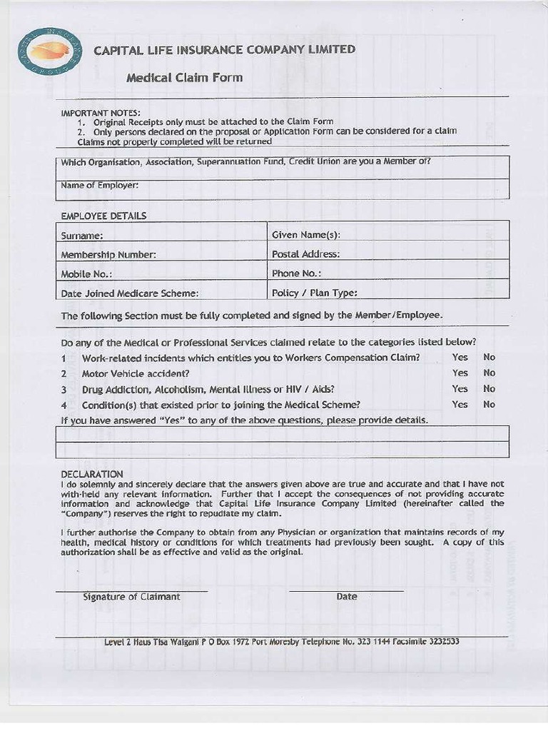 CLIC - Medical Claim Form | PDF