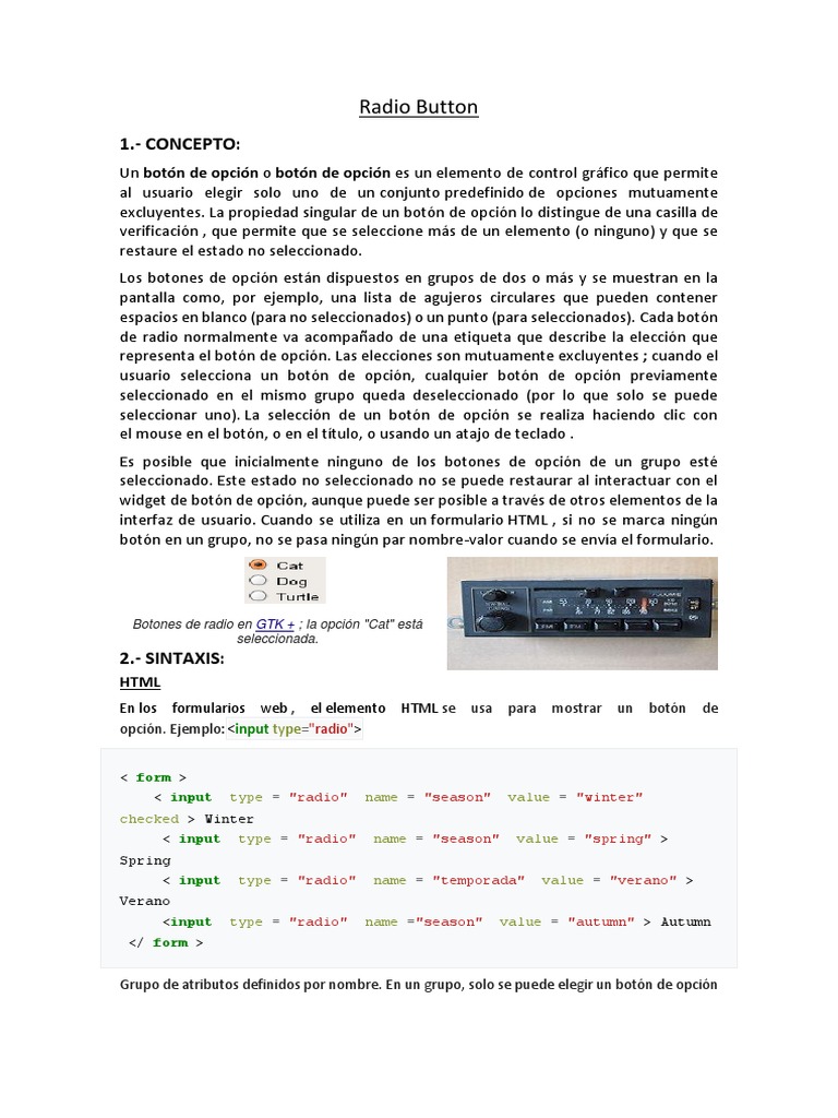 Radio Button | PDF | ciberespacio | Interfaces gráficas de usuario