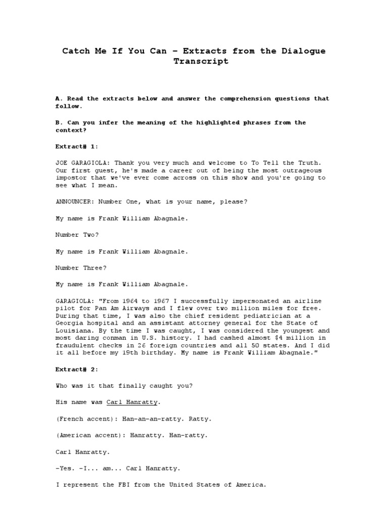 Catch Me If You Can Script2 | PDF | Violence