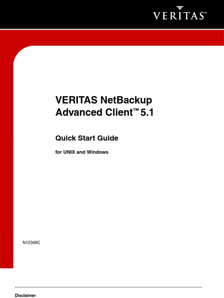 Veritas Netbackup Advanced Client 5.1: Quick Start Guide | PDF | Backup | Computer Data Storage
