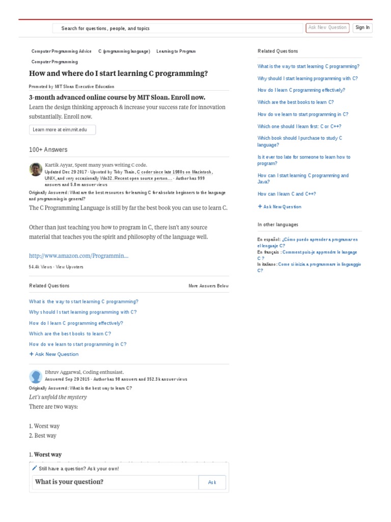 How And Where Do I Start Learning C Programming 3 Month Advanced Online Course By Mit Sloan