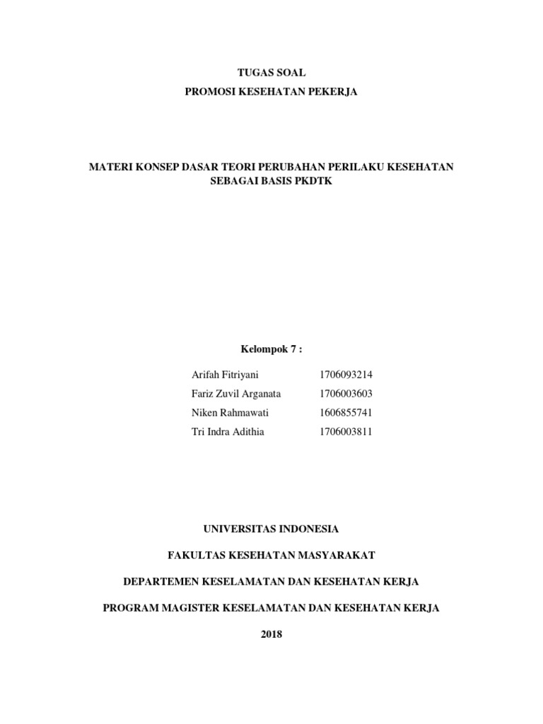Soal PKP Kel 7 (Teori Perilaku SBG Basik PKDTK) | PDF | Pengembangan Diri