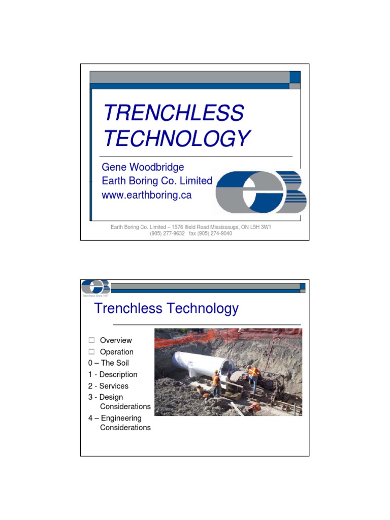 Trenchless Technology Overview and Methods | PDF | Tunnel | Pipe (Fluid Conveyance)