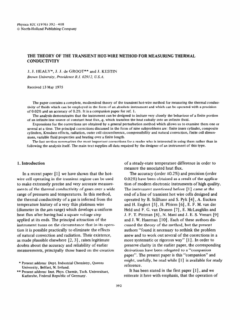 The Theory of The Transient Hot-Wire Method For Measuring Thermal ...