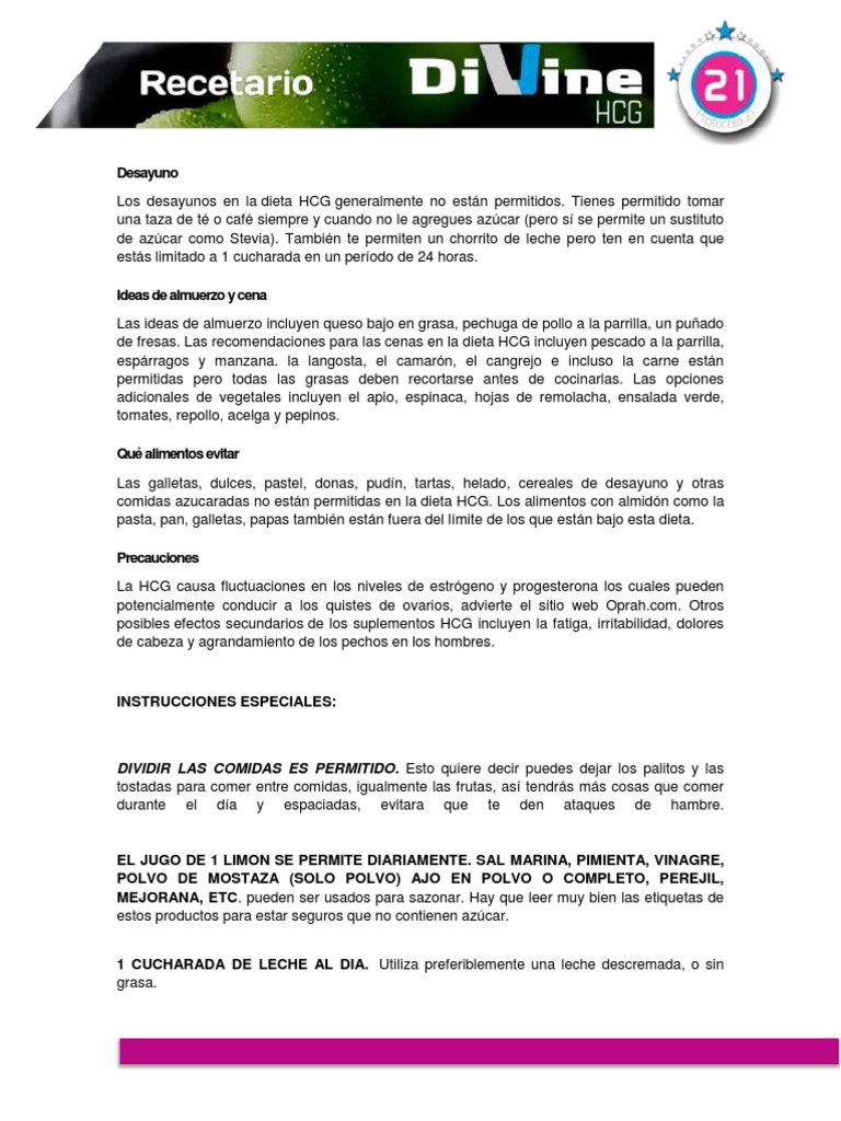 Recetario Que Comer en HCG Dieta | PDF | ensalada | Huevo como alimento
