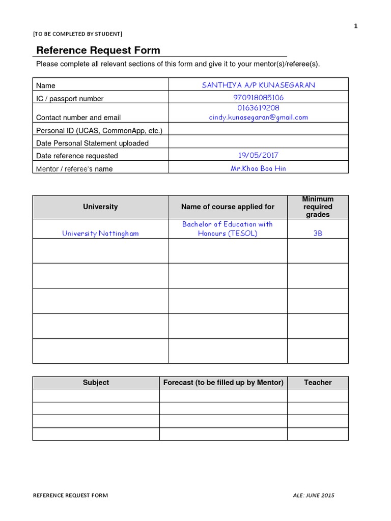 Reference Request Form | PDF | Change | Schools