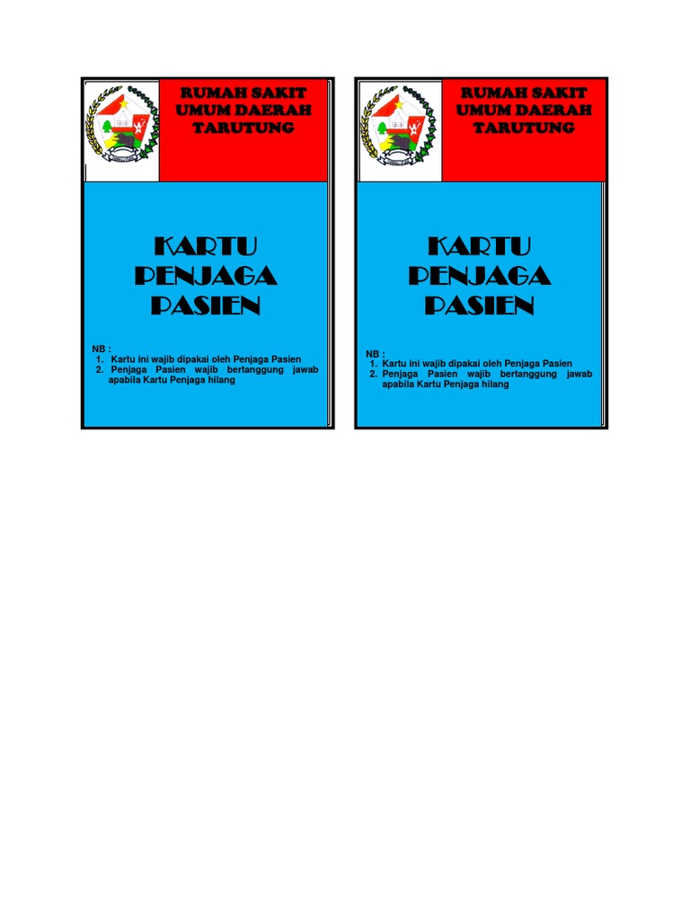 Kartu Penjaga Pasien RS Tarutung | PDF