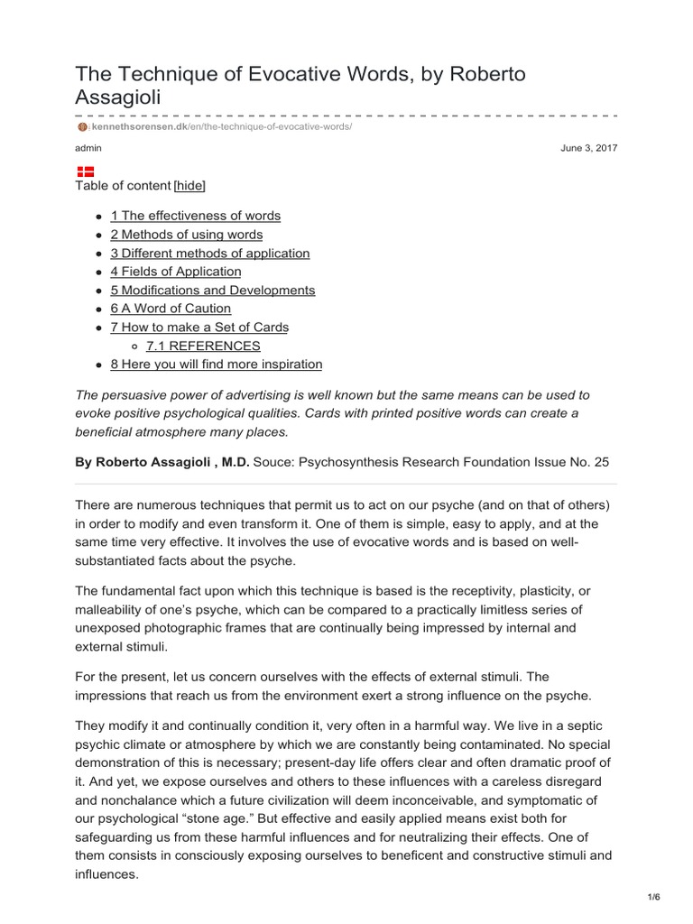 Kennethsorensen - Dk-The Technique of Evocative Words by Roberto ...