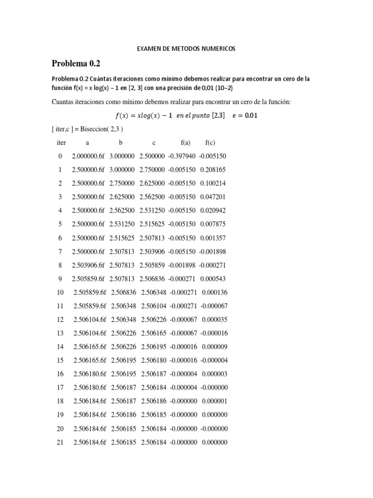 Examen de Metodos Numericos | PDF | Conceptos matemáticos | Análisis matemático