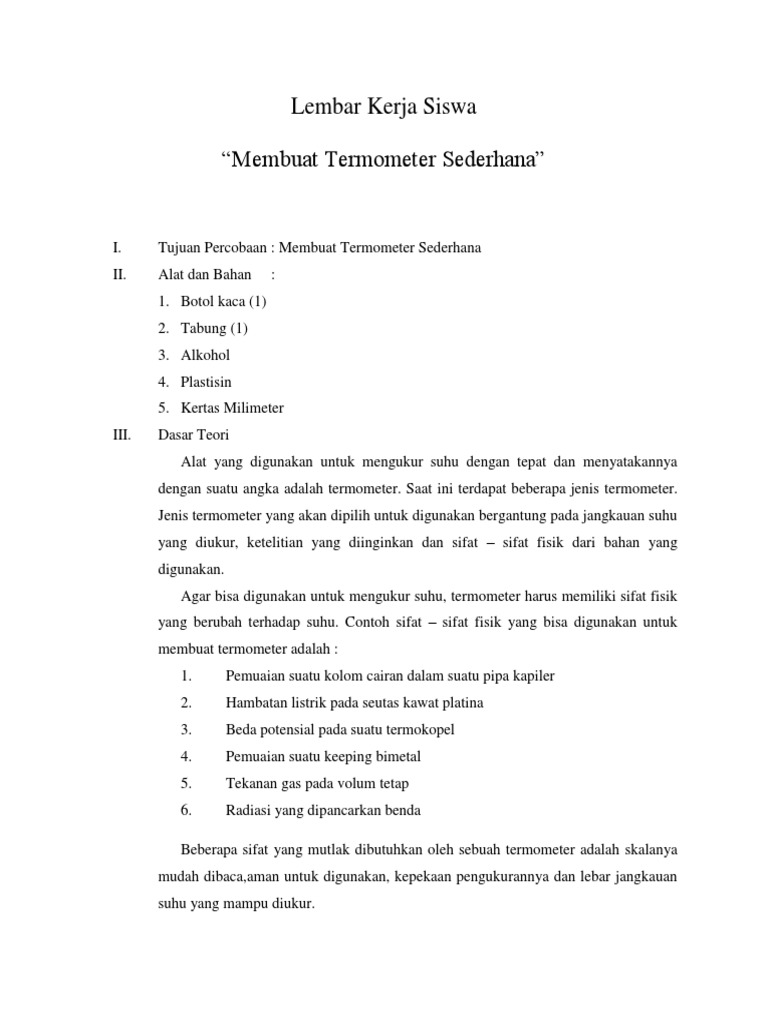 Lks Termometer Sederhana | PDF