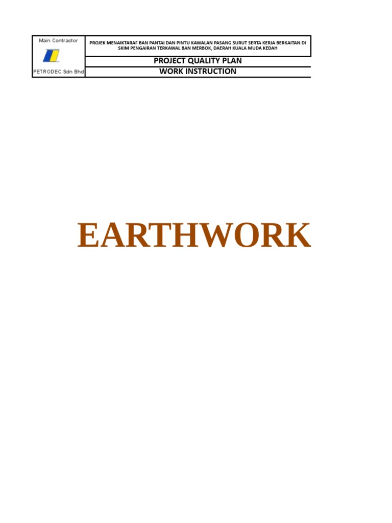 Method Statement For Earthwork | PDF | Excavation (Archaeology) | Civil ...