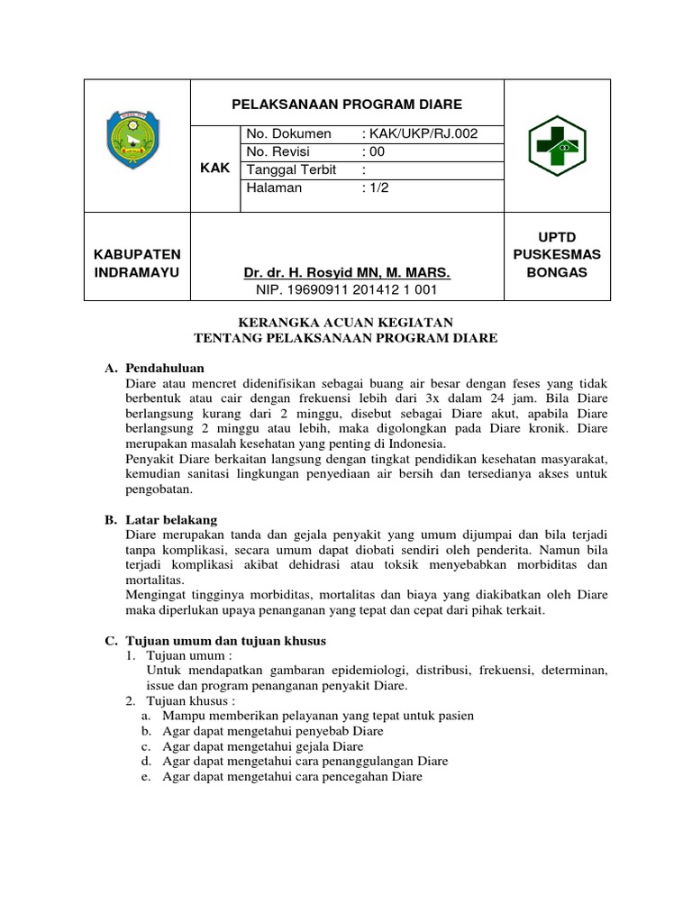 Program Diare Puskesmas Bongas | PDF | Pengembangan Diri