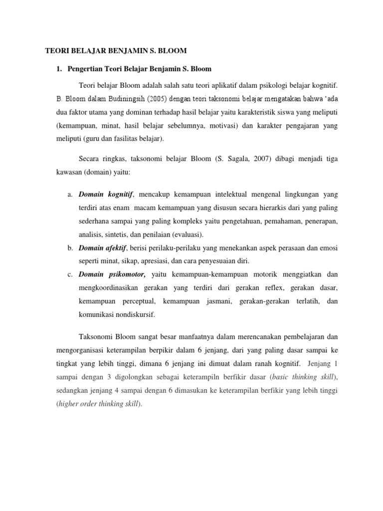 Teori Belajar Bloom | PDF