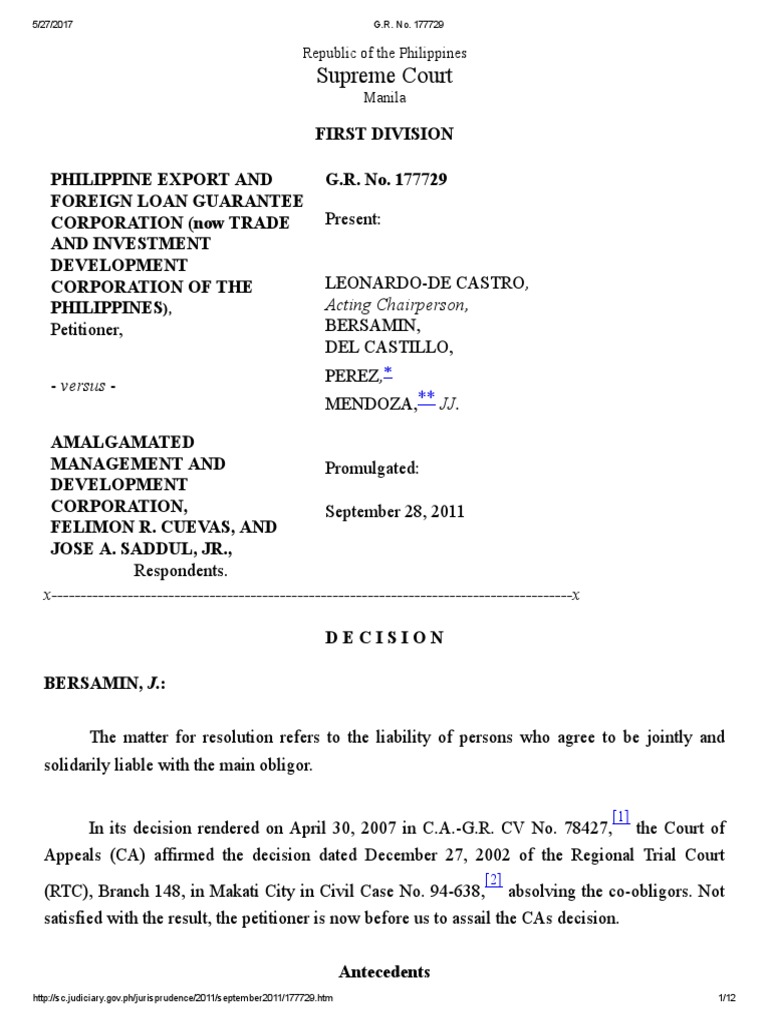 CIVIL - TAIDC Vs AMADC - Liability of Persons Who Agree To Be Jointly ...