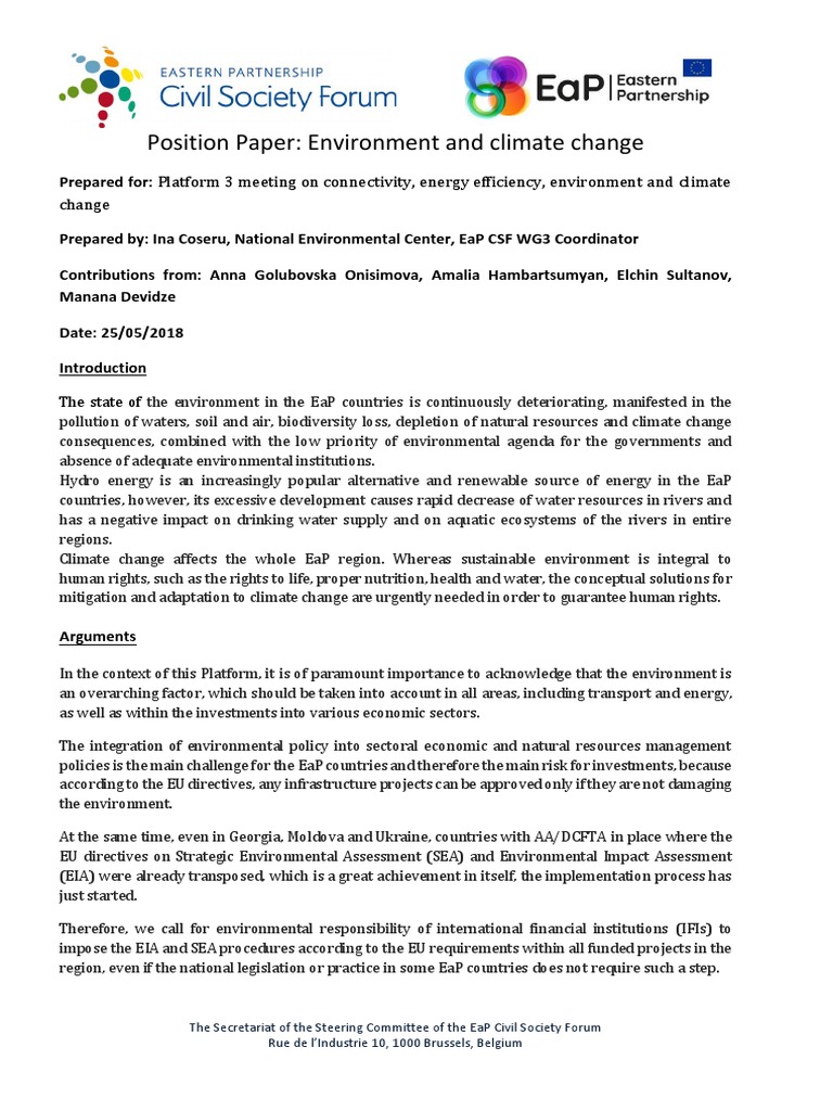 EaP CSF Position Paper - Environment - Final | PDF | Environmental ...