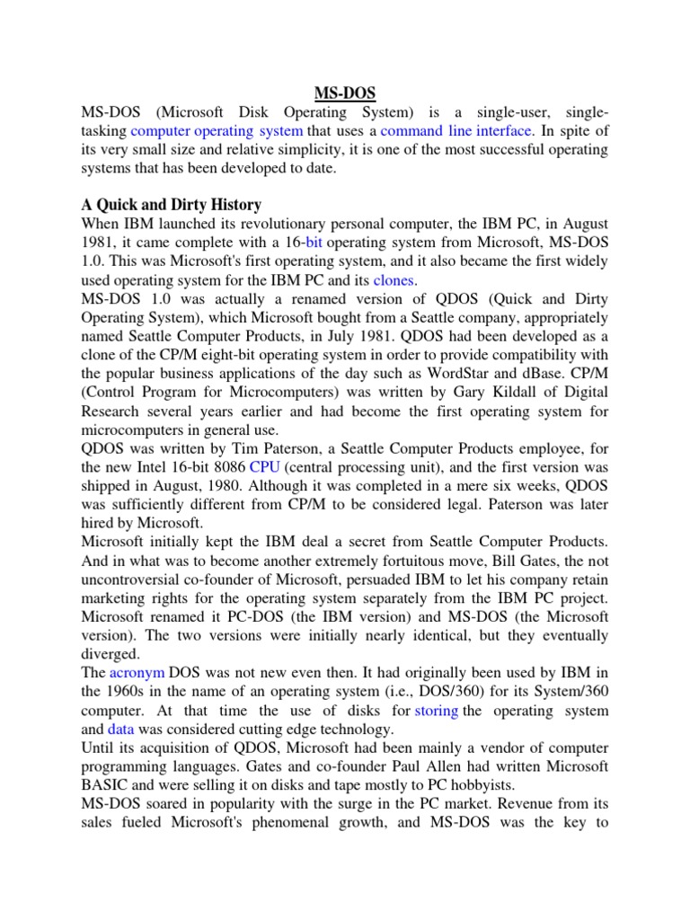 Unit 4 Part 2 - MS DOS | PDF | Microsoft Windows | Dos
