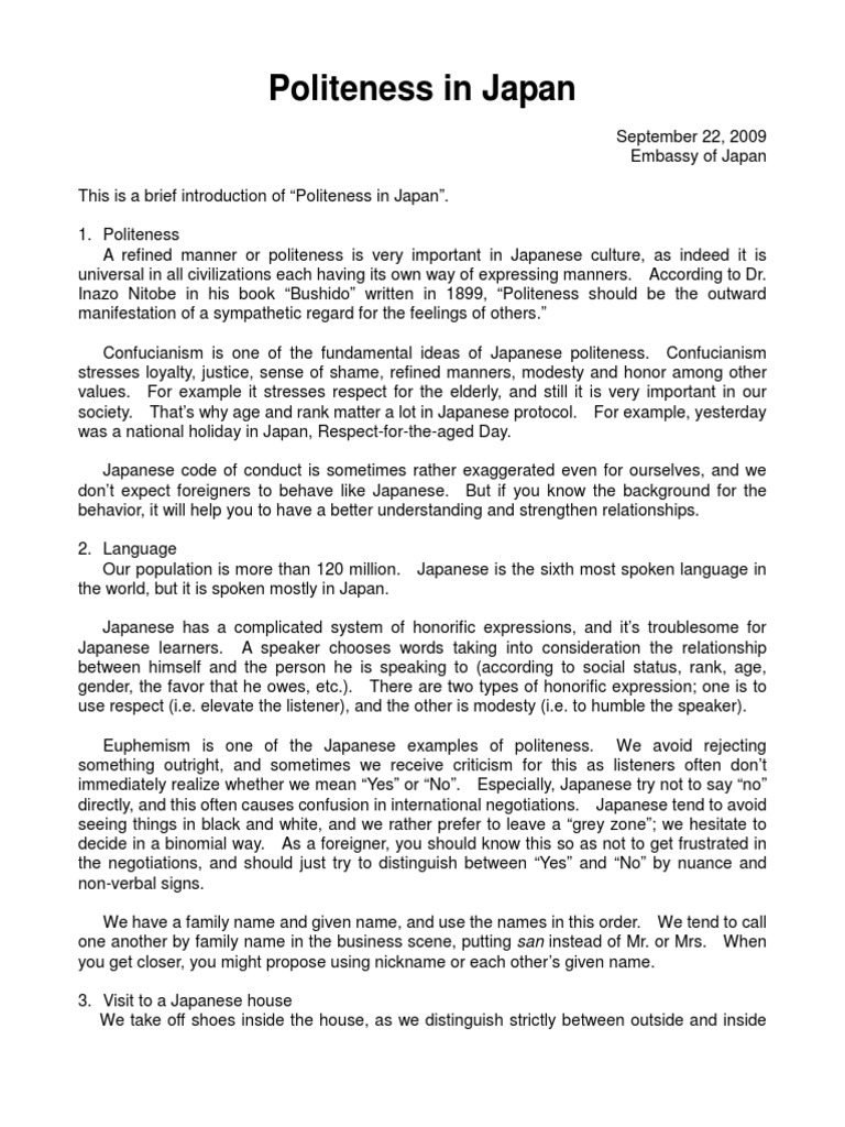 Japanese Politeness | PDF | Japanese Cuisine | Japanese Language
