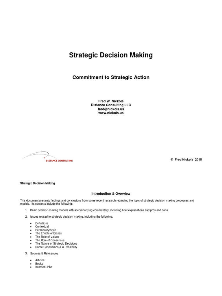 Strategic Decision Making PDF | PDF | Consensus Decision Making ...
