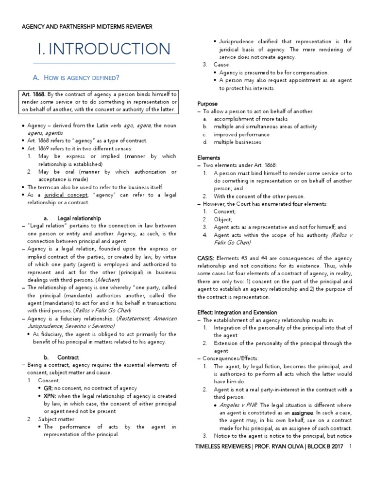 Agency Reviewer PDF | Download Free PDF | Law Of Agency | Power Of Attorney