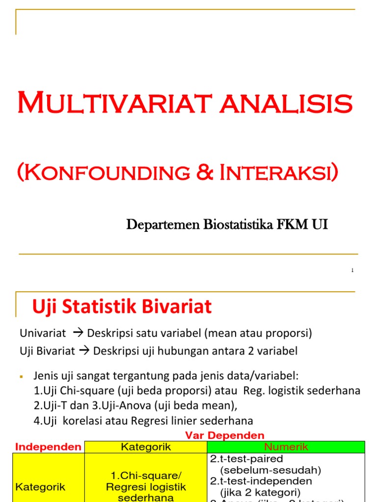 Analisis Multivariat: Konfounding & Interaksi | PDF