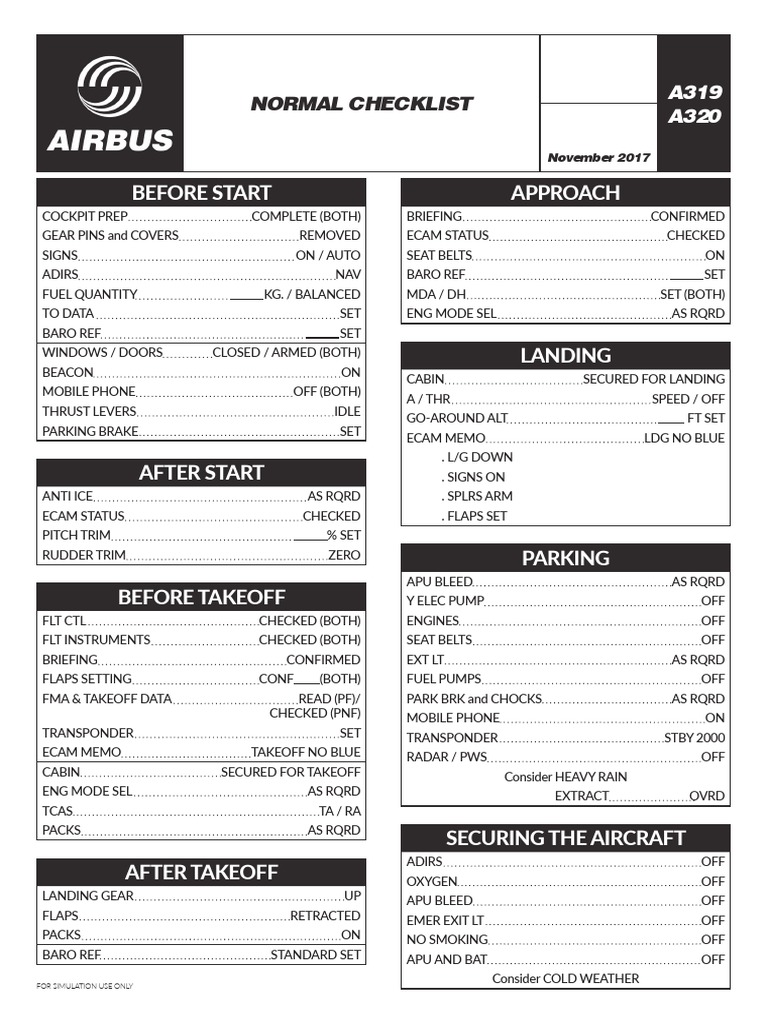 Before Start Approach: Normal Checklist | PDF | Transport Safety ...