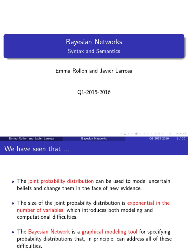 1 BN Sintax Semantics | PDF | Bayesian Network | Causality