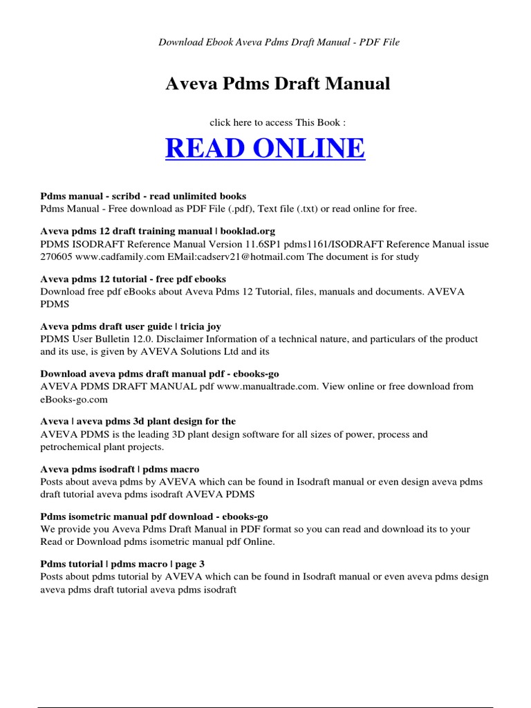 Aveva PDMS Draft Manual Guide | PDF | Portable Document Format | E Books