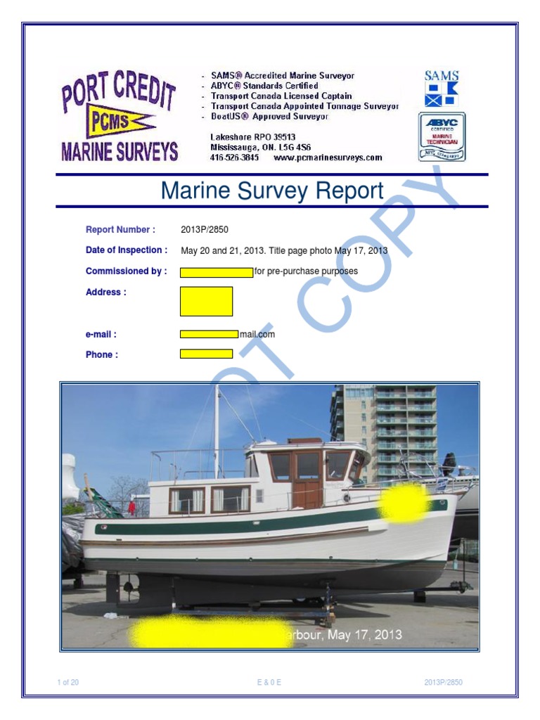 Sample Sundowner 30 Trawler Survey | PDF | Deck (Ship) | Real Estate ...