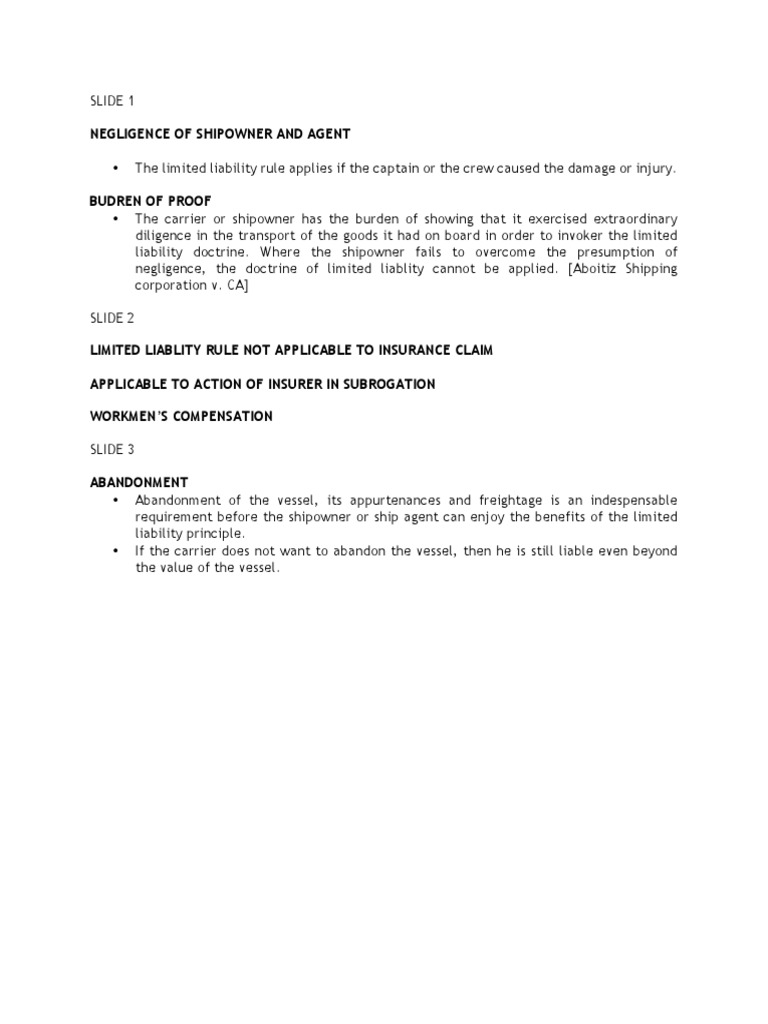 Shipowner Liability and Negligence Rules | PDF | Negligence | Burden Of ...