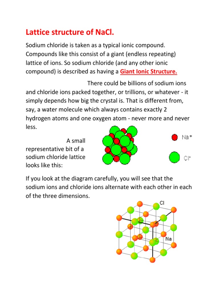 Microsoft Word - Lattice Structure of NaCl | PDF