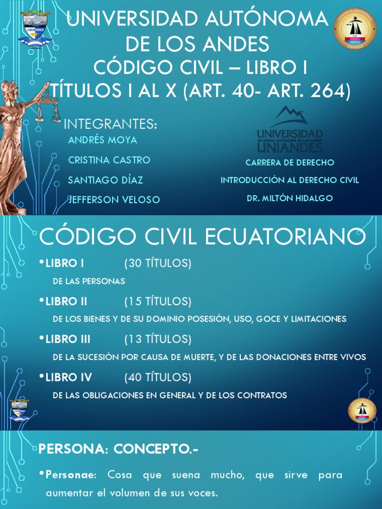 Codigo Civil - Libro I - Titulo I Al X (Art. 40 - Art. 264) | PDF ...