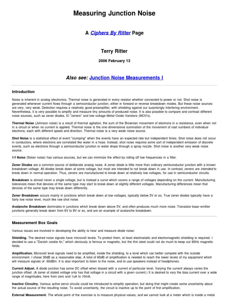 Measuring Junction Noise | PDF | Bandwidth (Signal Processing) | Amplifier
