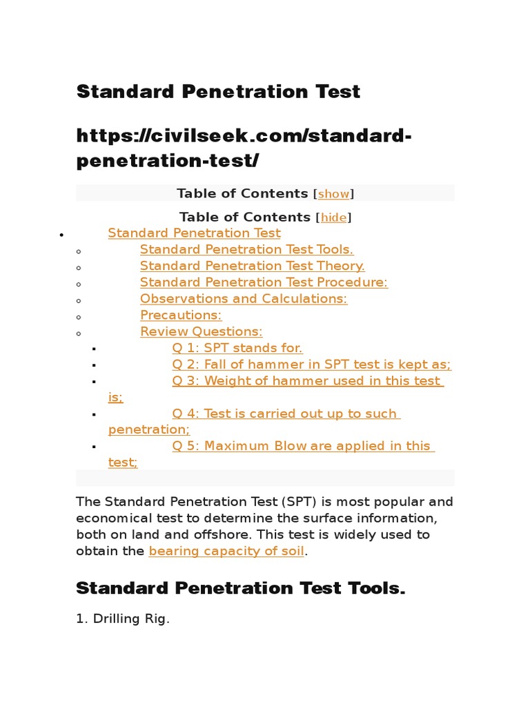 Standard Penetration Test | PDF | Civil Engineering | Nature
