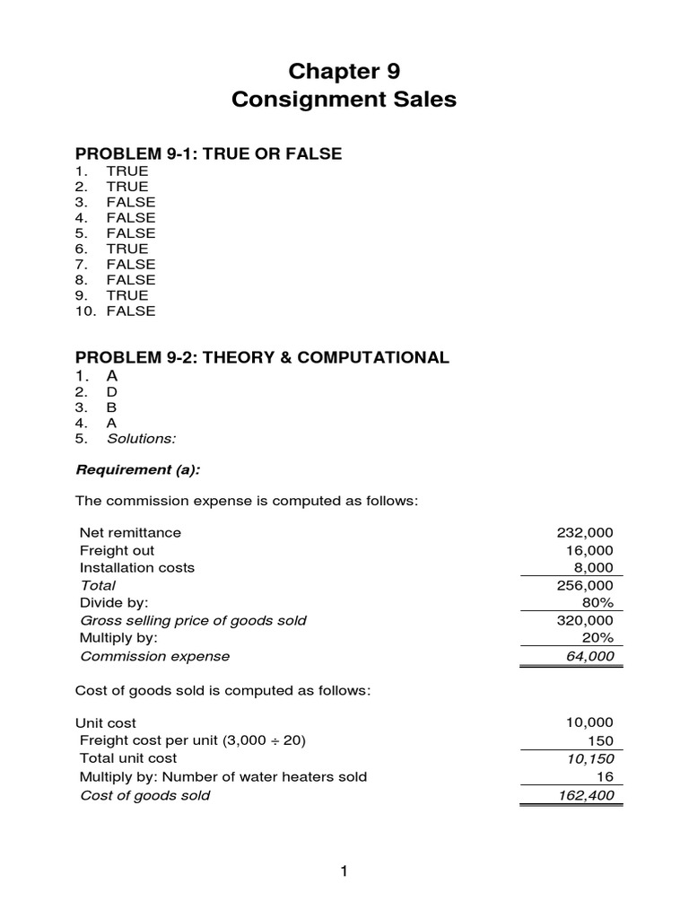 Chapter 9 Consignment Sales | PDF | Cost Of Goods Sold | Prices