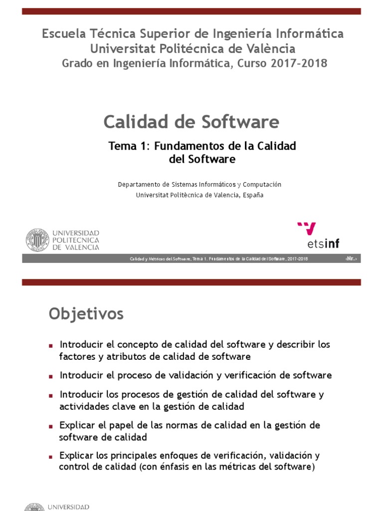 Tema 1 - Fundamentos de La Calidad Del Software | PDF | Calidad de software | Calidad (comercial)