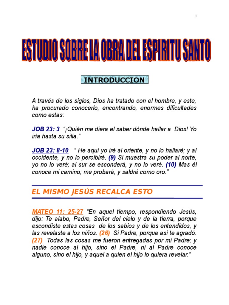 Estudio Sobre La Obra Del Espiritu Santo | PDF | Cristo (título) | espíritu Santo