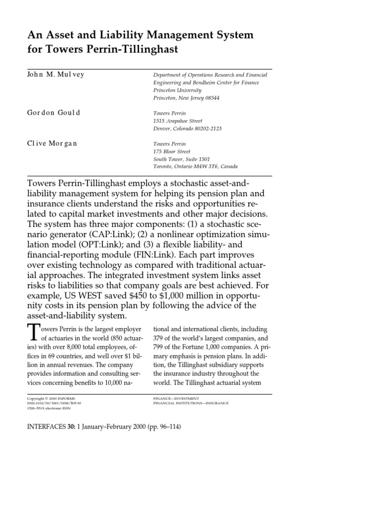 Mulvey Et Al (2000) - An Asset and Liability Management System For ...