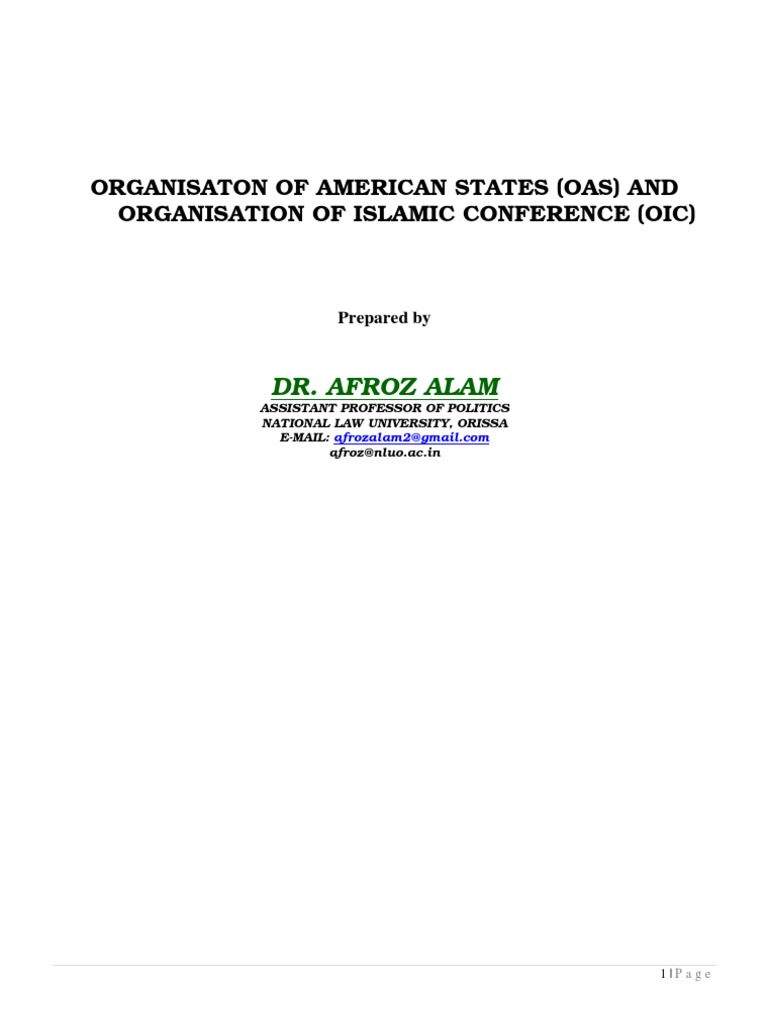OAS and OIC: Structures and Functions | PDF | Organisation Of Islamic ...